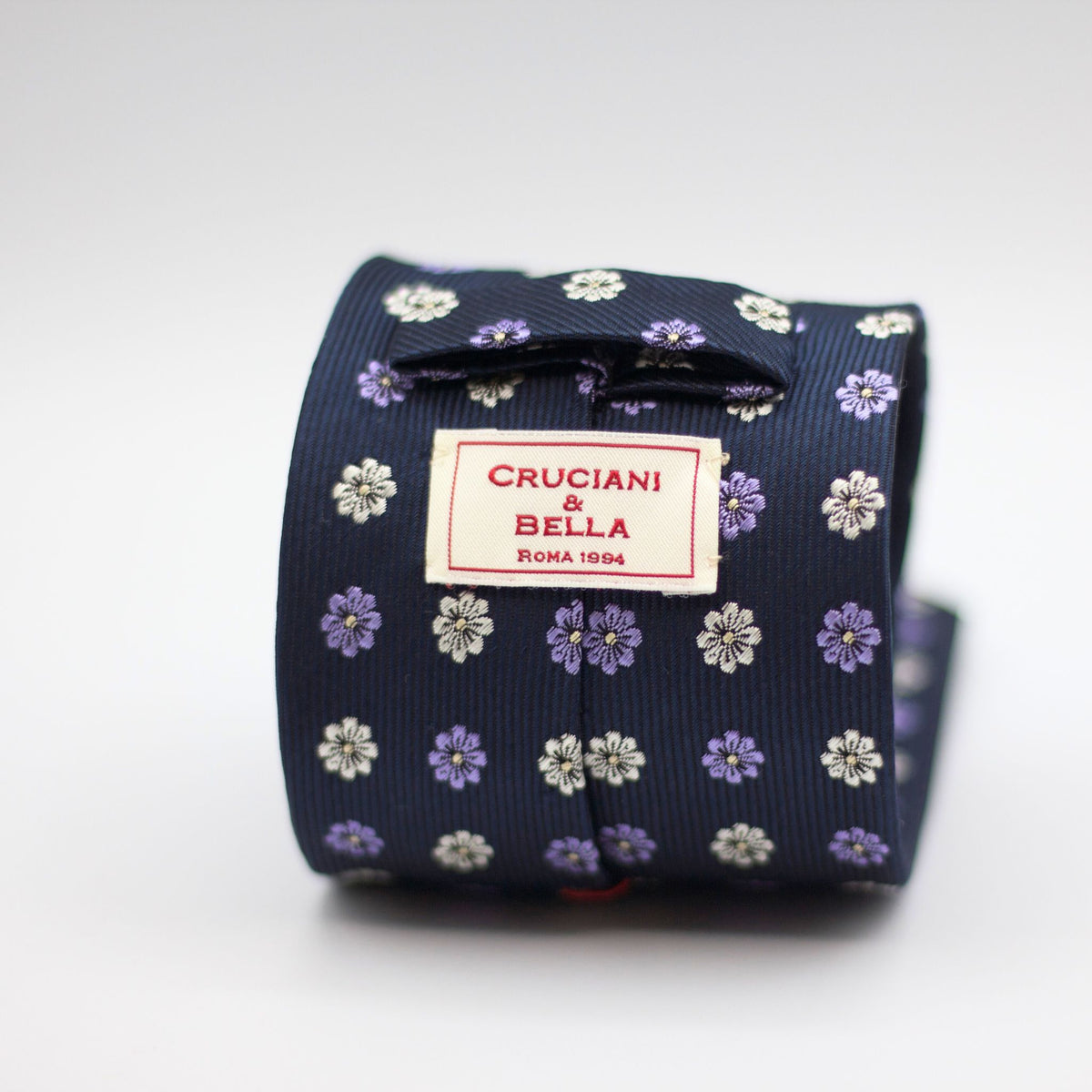 💥 PRE-ORDER 💥Cruciani & Bella-Silk-Blue-White-Lilac Floral Motif Tie
