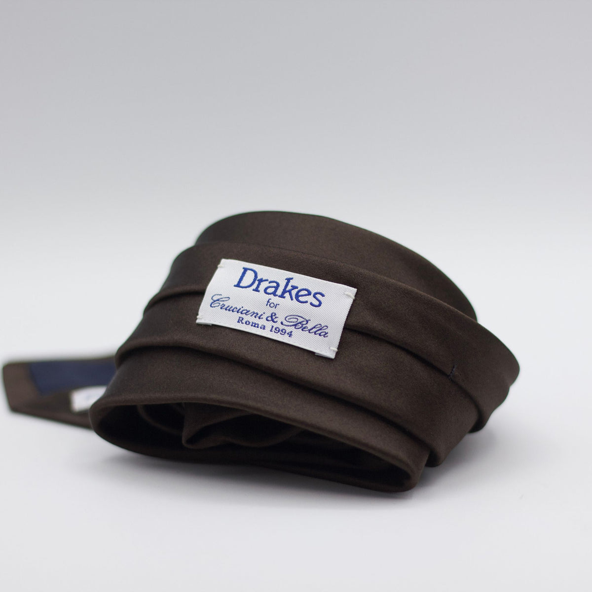 Drake's - Woven Satin Silk - Dark Brown Brown Plain Tie – Cruciani & Bella